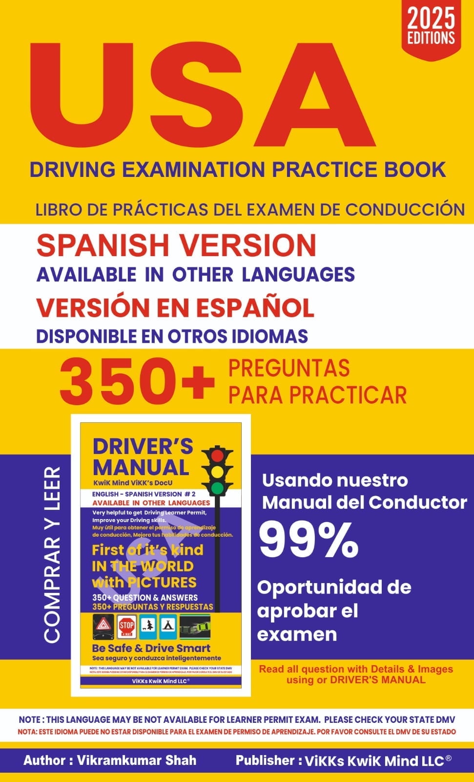 DMV Exam Made Easy: USA Driving Practice Workbook English Spanish ...