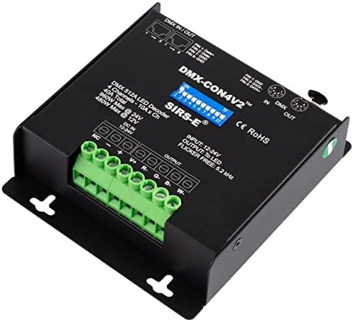 DMX-CON4V2 LED DMX Decoder 4 Channel RGB & RGBW Controller 10A/CH, 12 ...