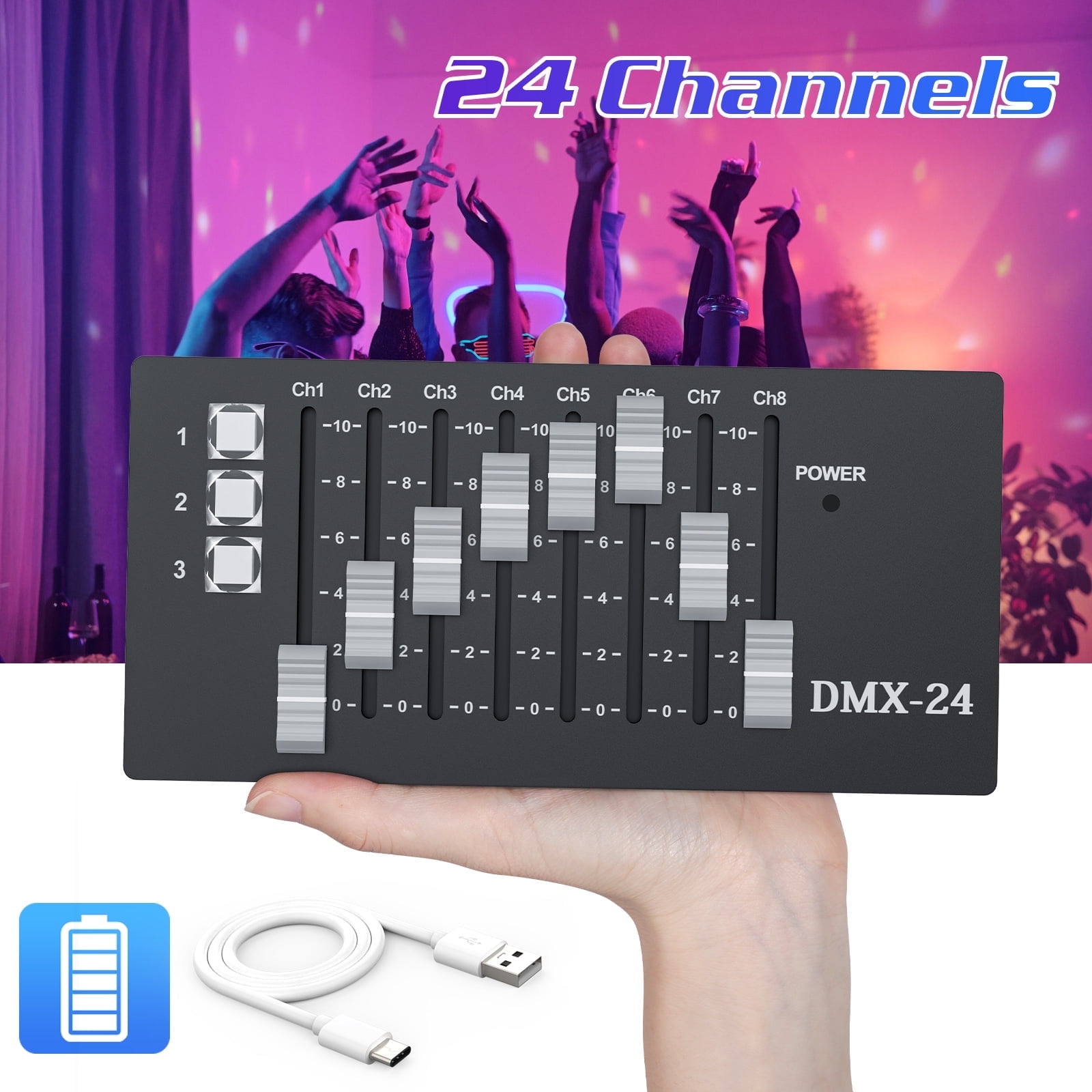 DMX Controller for Dj Lights DMX 24-Way Console Stage Light DMX Light Controller for Light Shows ...