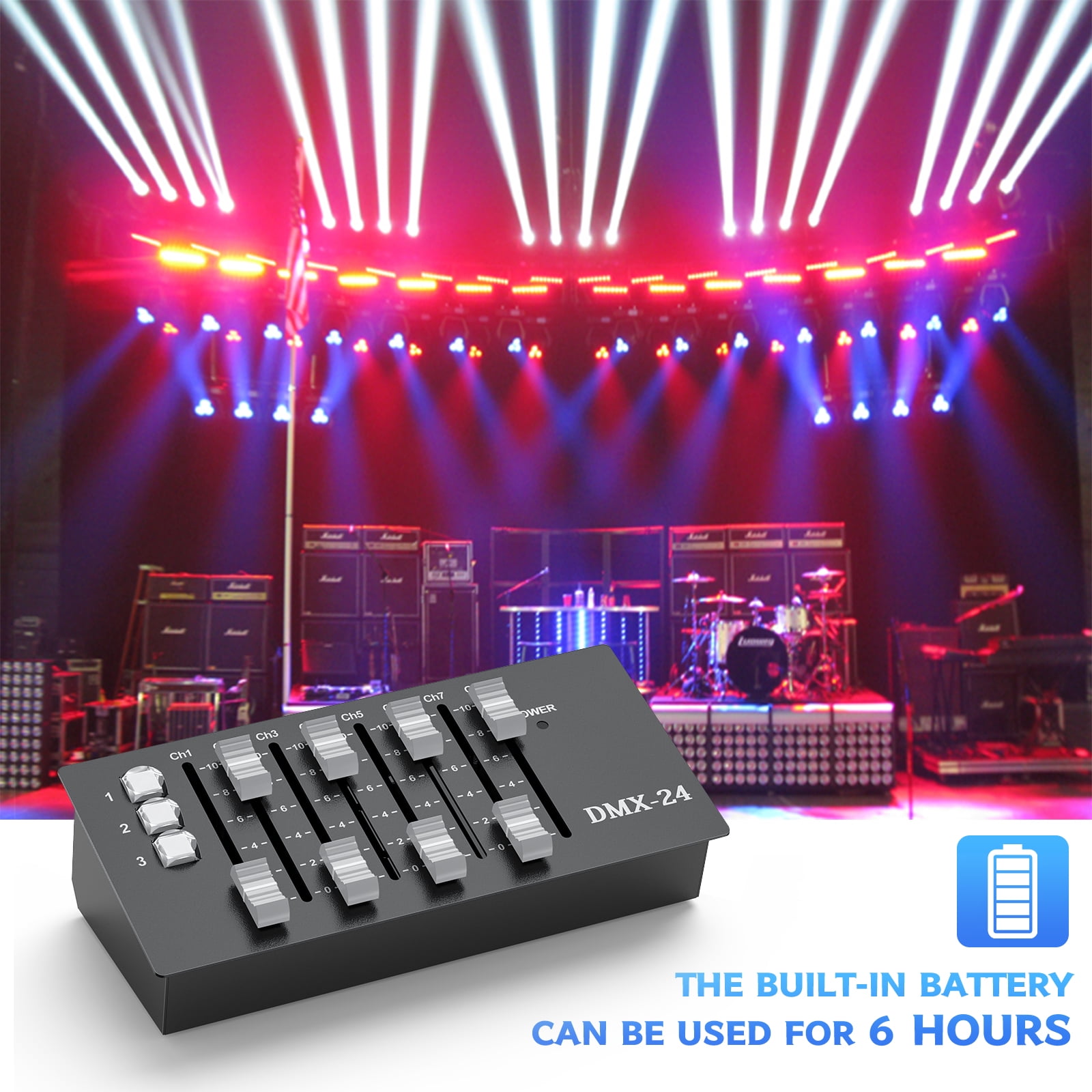 DMX Controller for Dj Lights DMX 24-Way Console Stage Light DMX Light Controller for Light Shows ...