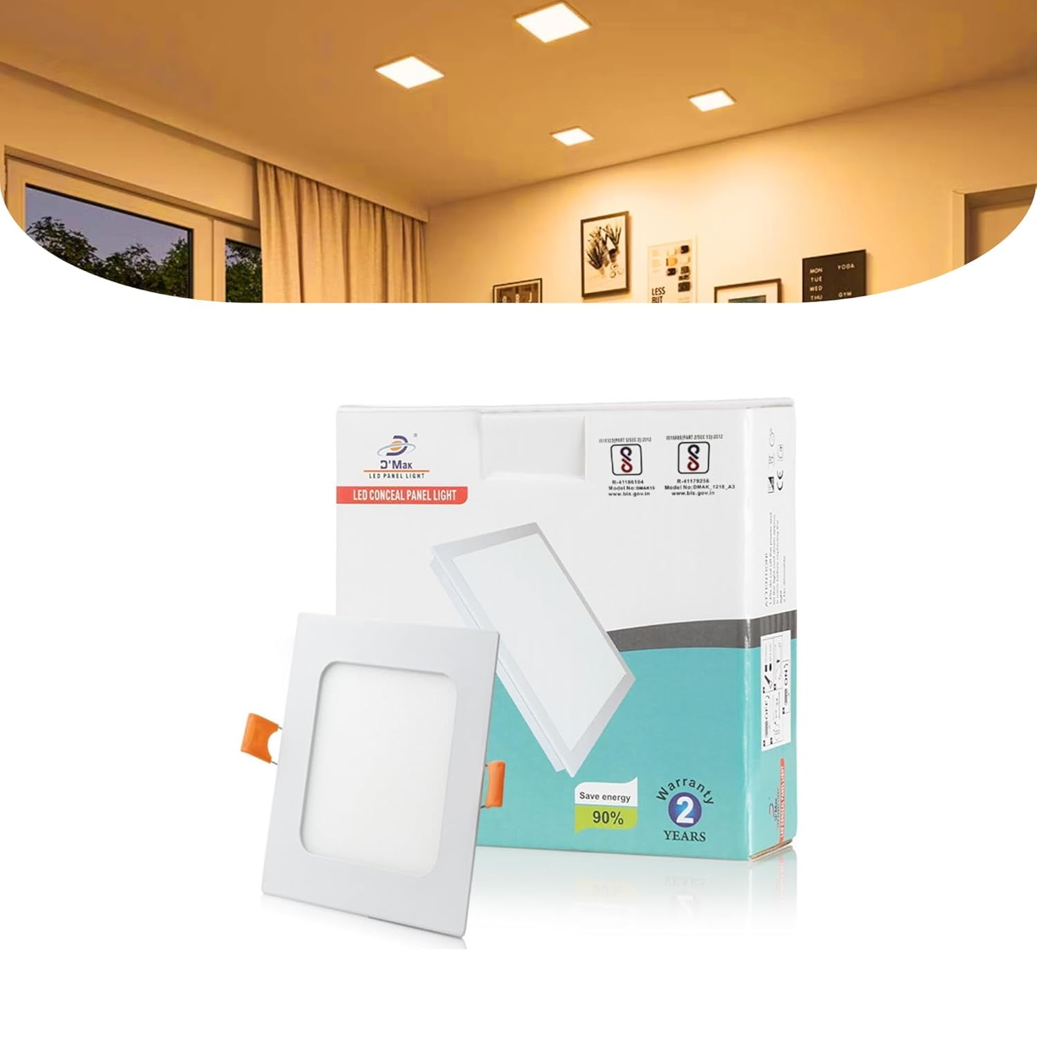 DMak 12 Watt LED Square False CeilingRecessed Panel Light for POP Warm ...