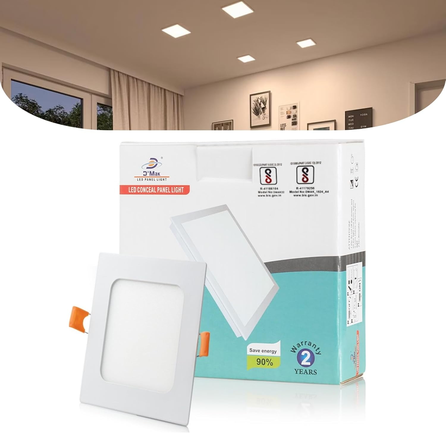 DMak 22 Watt Square LED Conceal Panel Light for POP False Ceiling ...