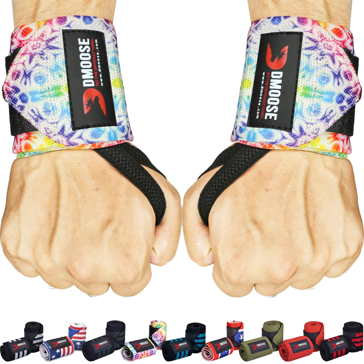 DMoose Fitness Wrist Wraps for Weightlifting, Thumb Loops with Wrist ...