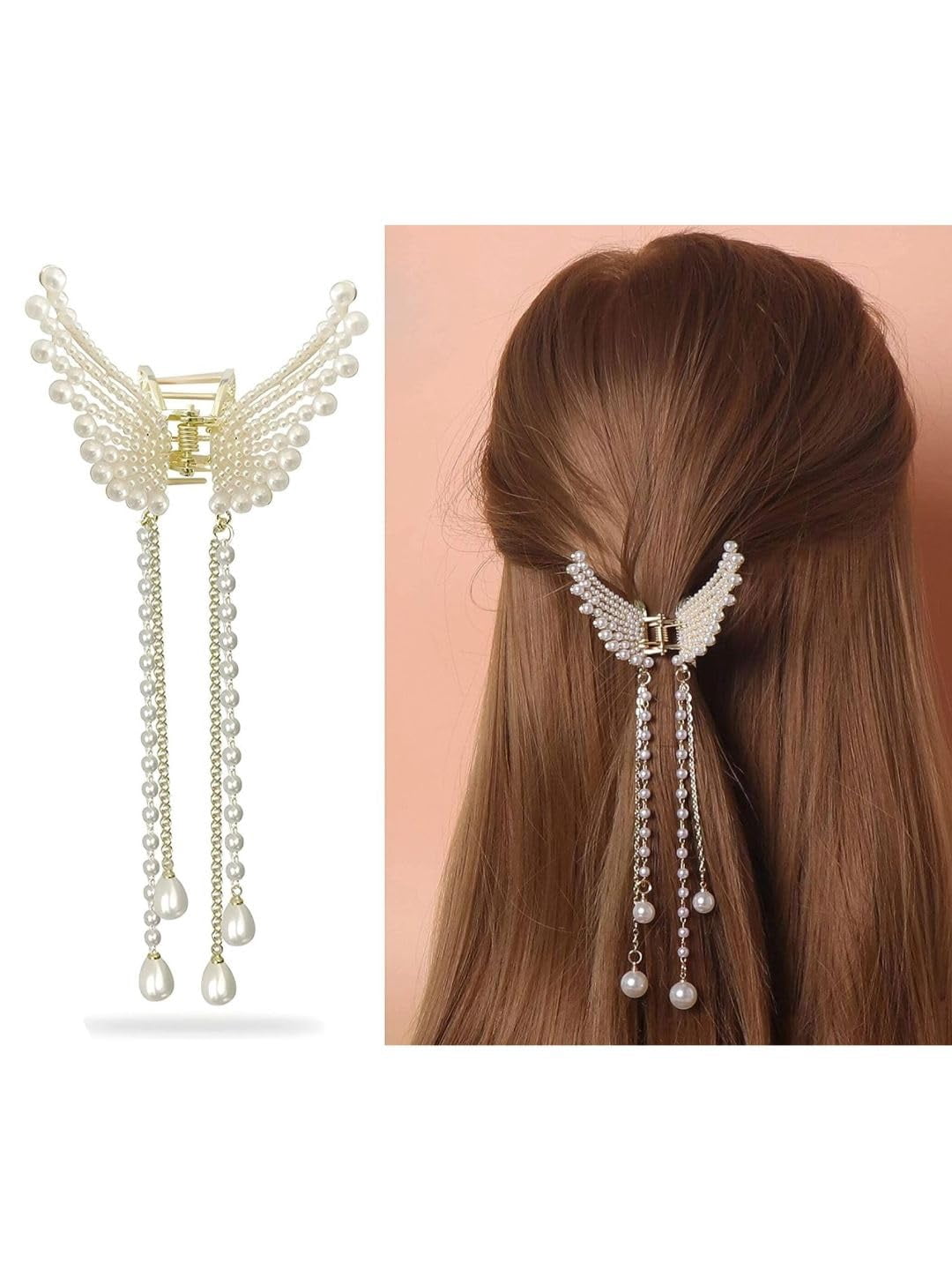 DN Creation Set of 1 Crystal Rhinestone Gold Butterfly Hair Claws Metal ...