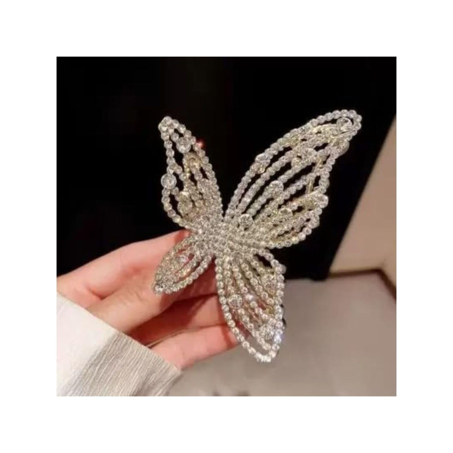 DN Creation Set of 1 White Korean Crystal Rhinestone Hair Claws Metal ...