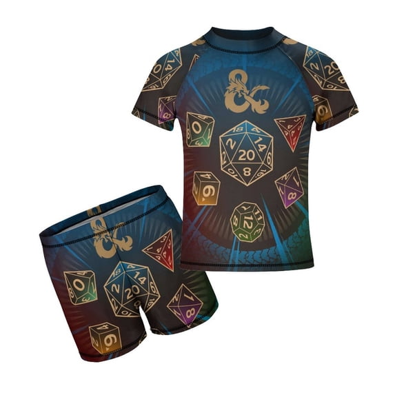 DN-D Dun-ge-ons And Dragons Boys 2-Piece Swimsuit Set, Short Sleeve ...
