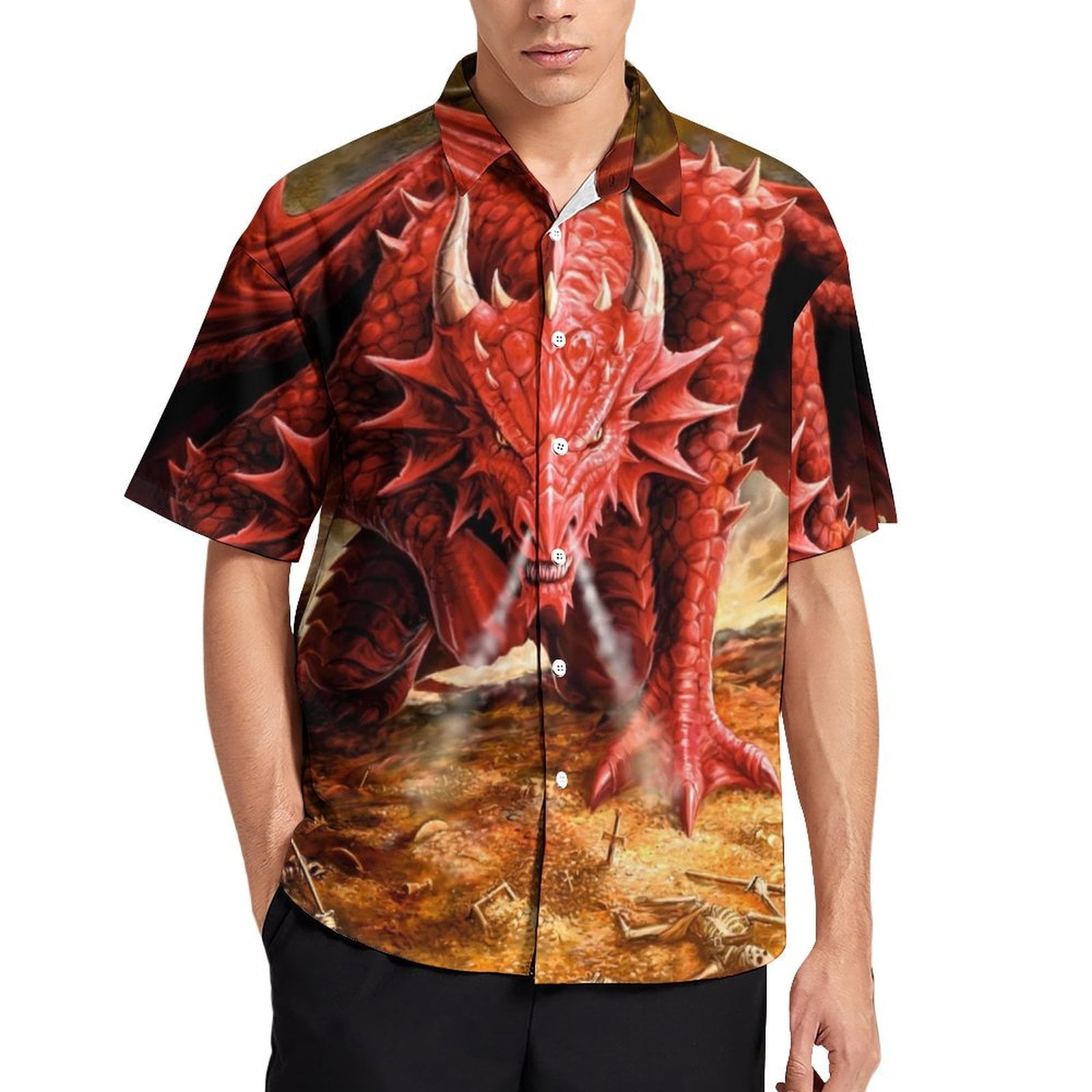 DN-D Dun-ge-ons And Dragons Men's Hawaiian Shirt Short Sleeve Casual ...
