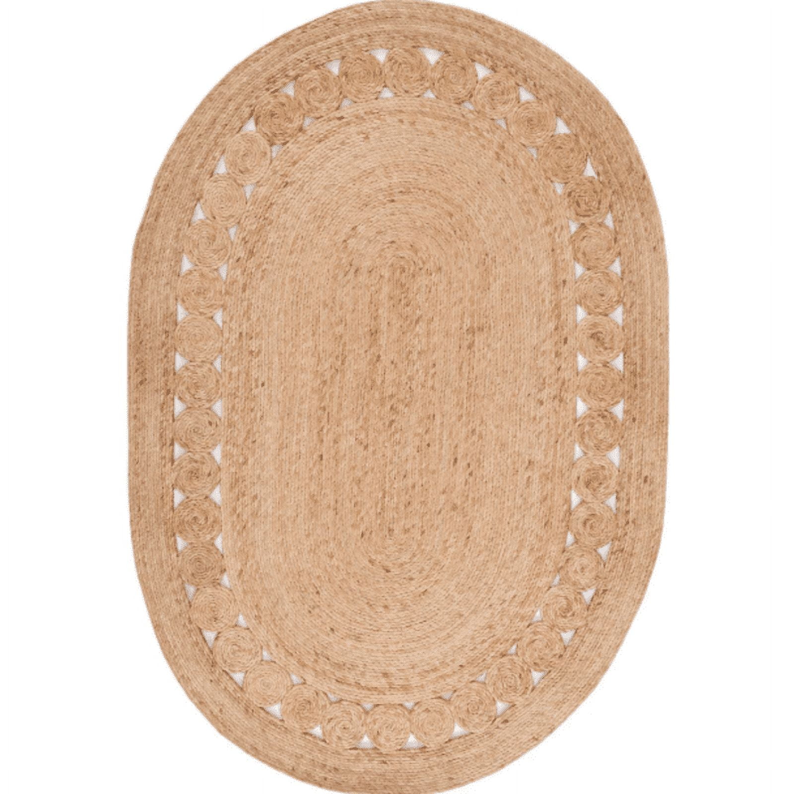 DN HANDICRAFT Beige Oval Natural Jute Area Rug Hand Braided Eco ...