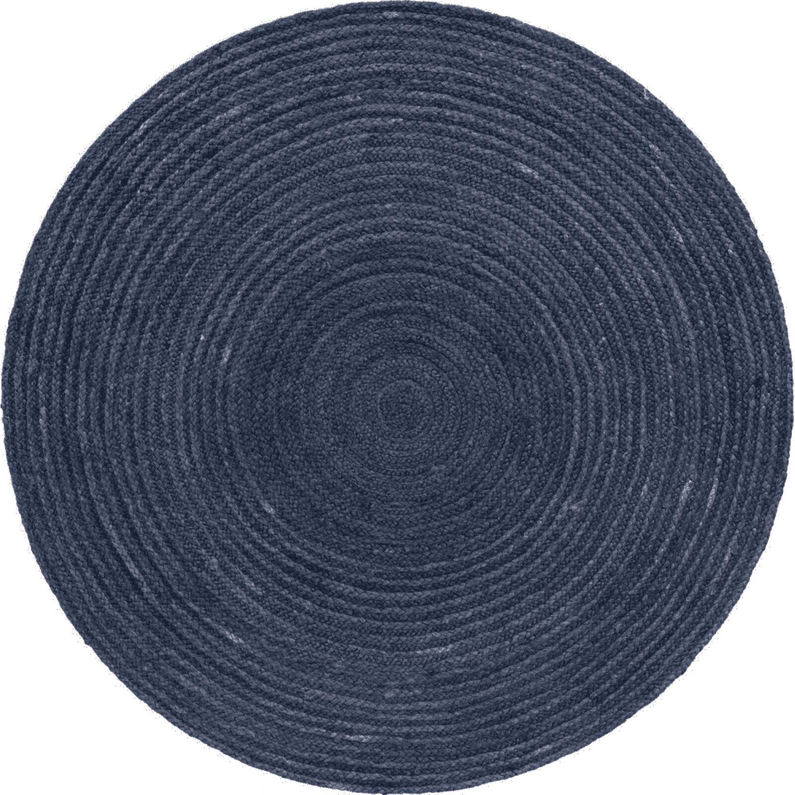 DN HANDICRAFT Blue Dye Round Jute Hand Braided Bohemian Area Rug for ...