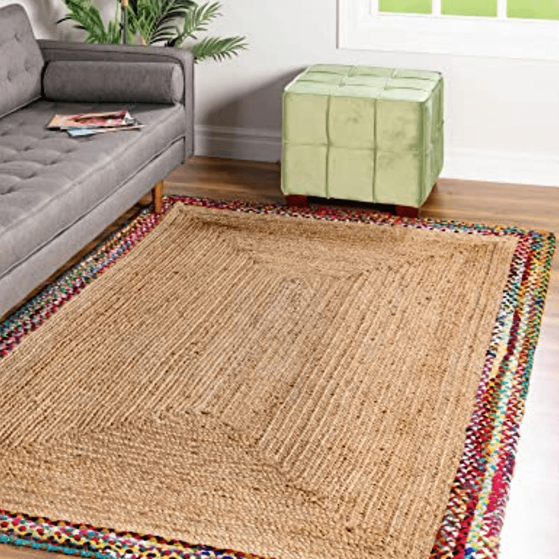 DN HANDICRAFT Braided Boho Rug Reversible Jute Carpet for Bedroom ...