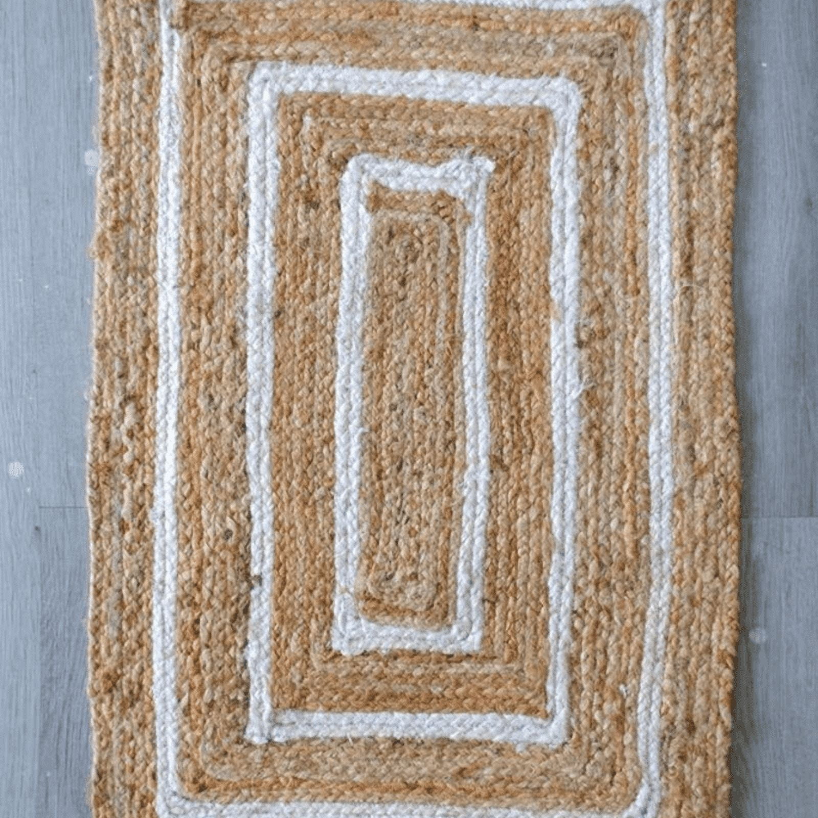 DN HANDICRAFT Entryway Braided Rugs Natural White Border Jute Braided ...