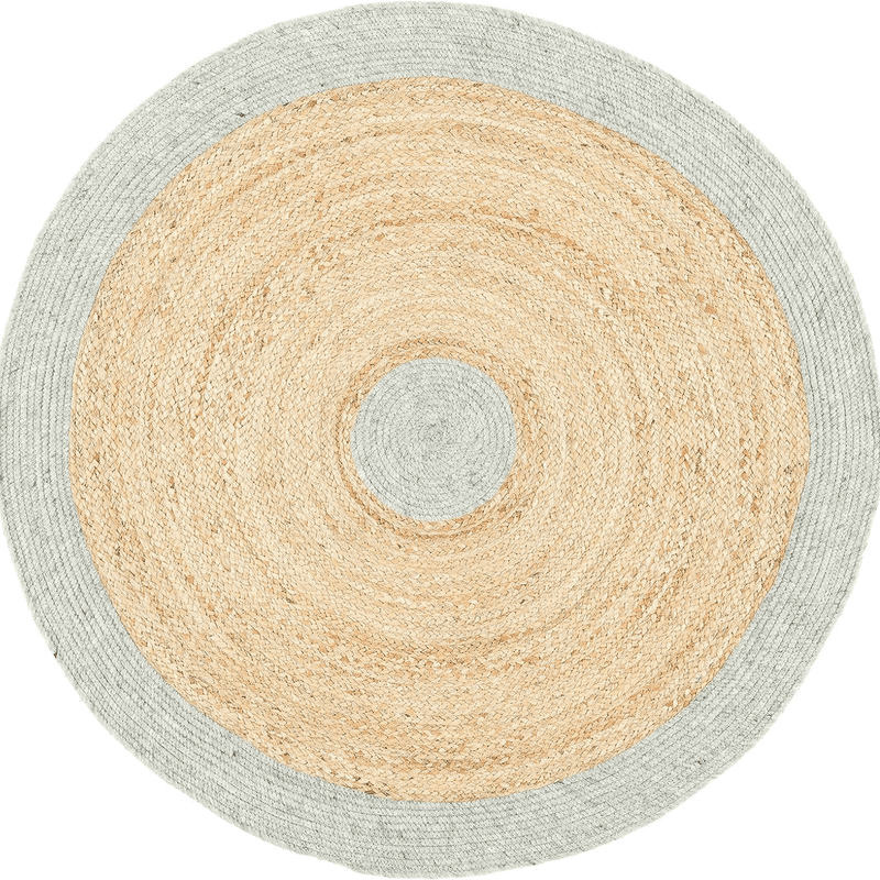 DN HANDICRAFT Floor Carpet White and Beige Jute Round Area Rug Natural ...
