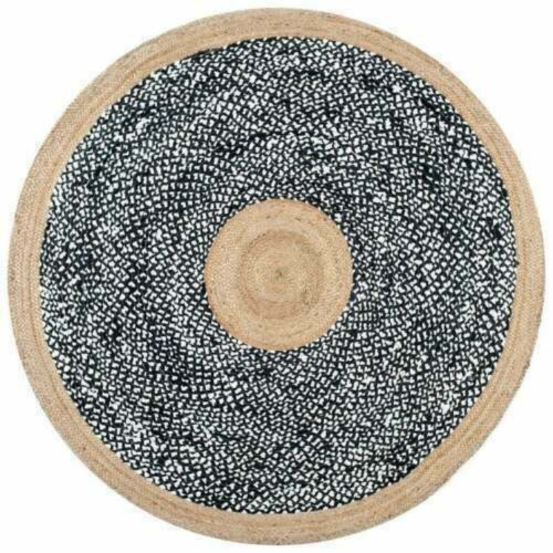 DN HANDICRAFT Genuine Black, White Cotton and Jute Area Rug Eco ...
