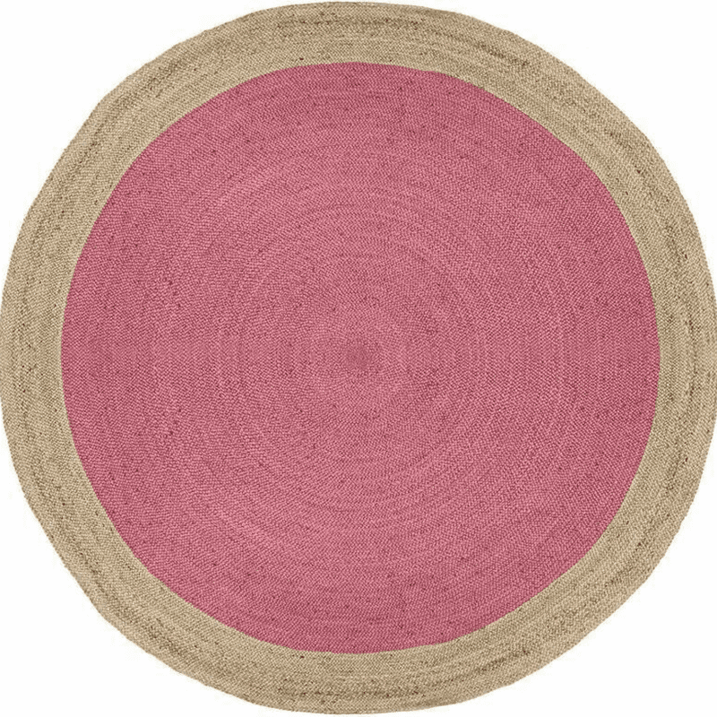 DN HANDICRAFT Genuine Light Pink Jute Arae Rug With Brown Border ...