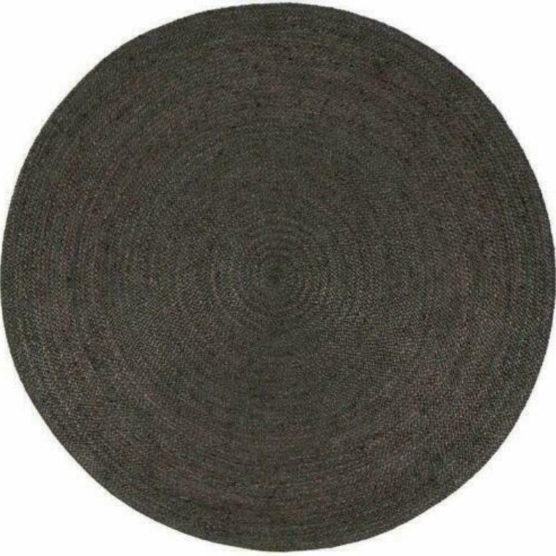 DN HANDICRAFT Hand Braided Black Jute Round Area Rug Reversible Carpet ...