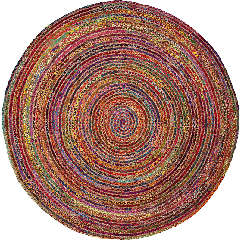 DN HANDICRAFT Hand Braided Reversible Natural Jute and Cotton Round ...