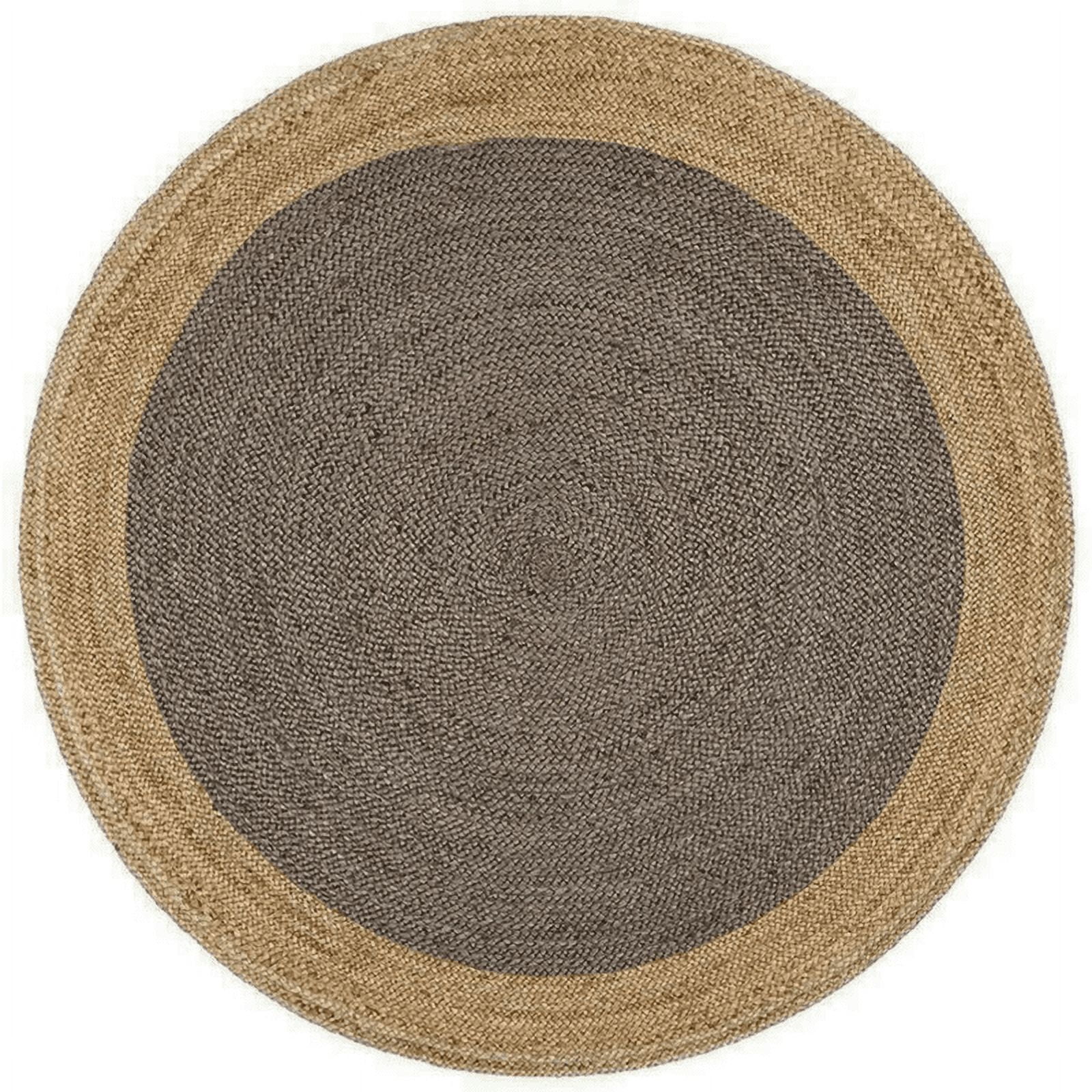 DN HANDICRAFT Handmade Braided Pure Jute with Inner Grey Floor Round ...