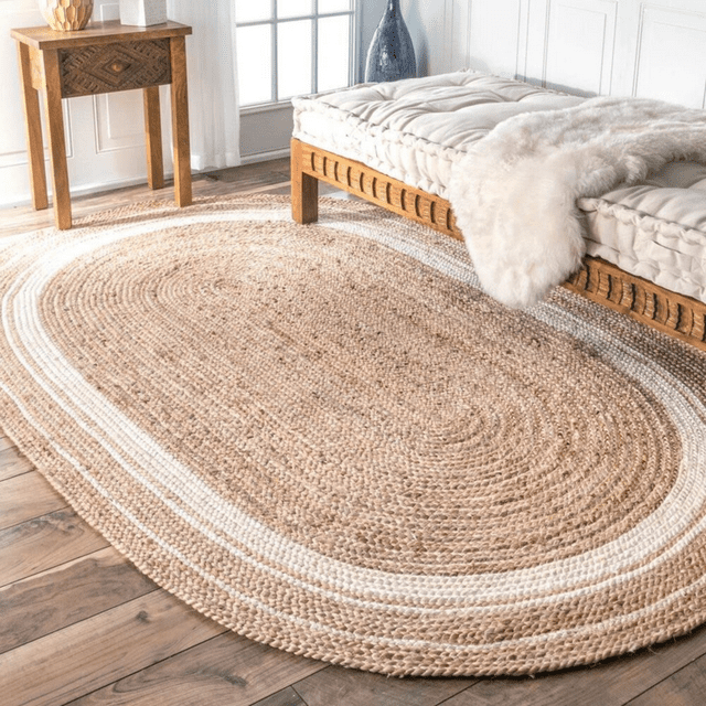 DN HANDICRAFT Handmade Natural Jute Oval Area Rug Reversible Braided ...