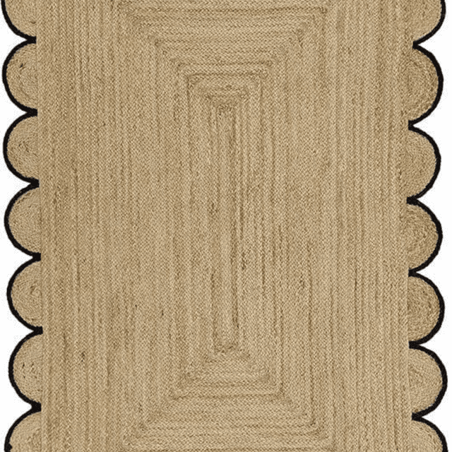 DN HANDICRAFT Jute Area Rug Beautiful Indian Beige with Black Border ...