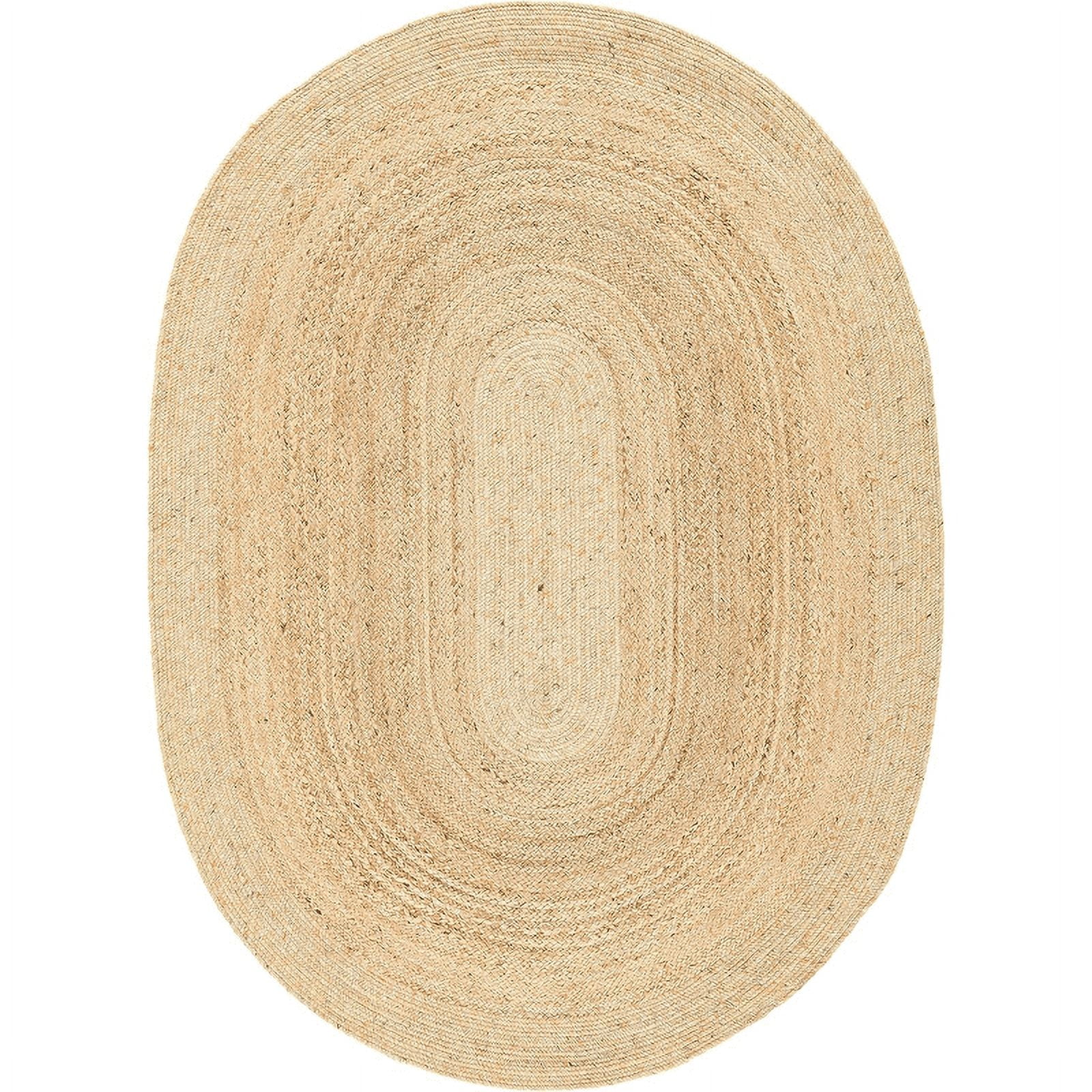 DN HANDICRAFT Natural Entryway Rug Beige Oval Shape Handmade Jute Area ...