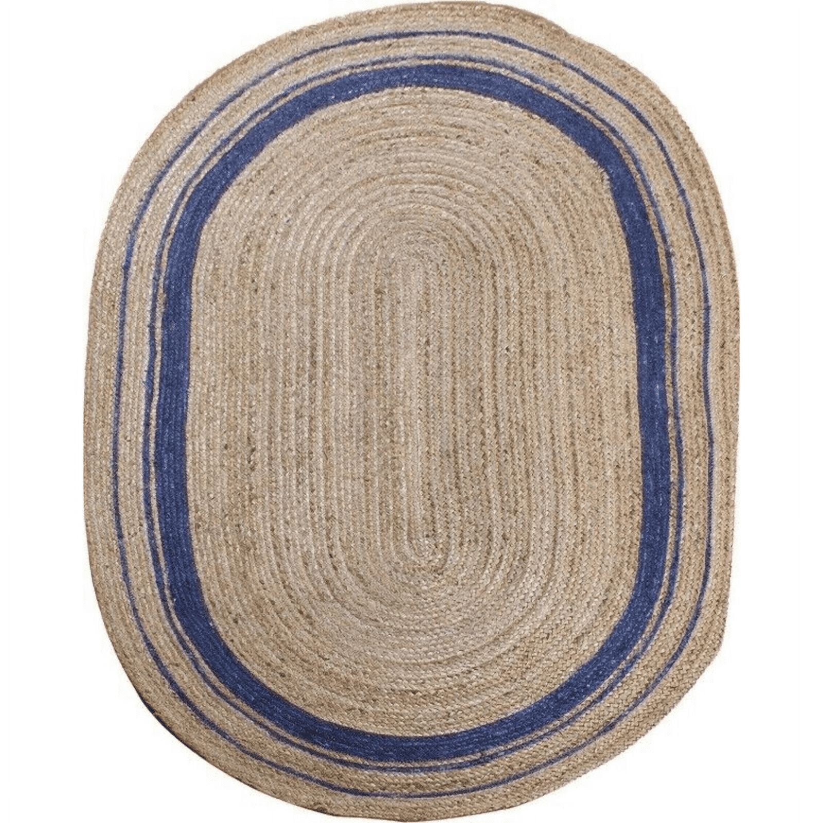 DN HANDICRAFT Natural Jute Oval Area Rug Hand Reversible Braided Boho ...
