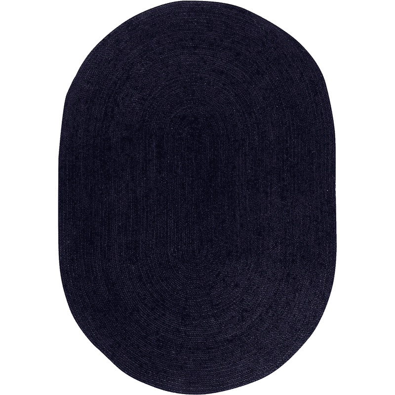 DN HANDICRAFT Oval Shape Black Jute Area Rug Braided Reversible Carpet ...