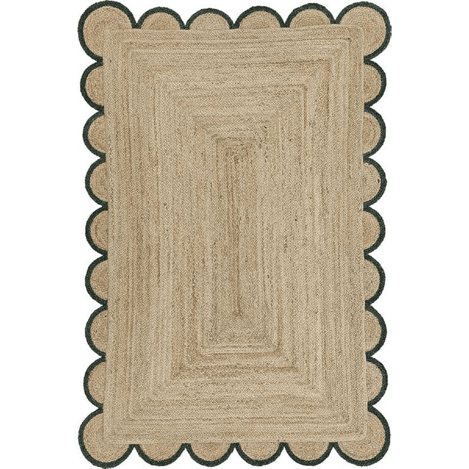 DN HANDICRAFT Rectangle Indian Boho Rug Beige with Green Border Hand ...