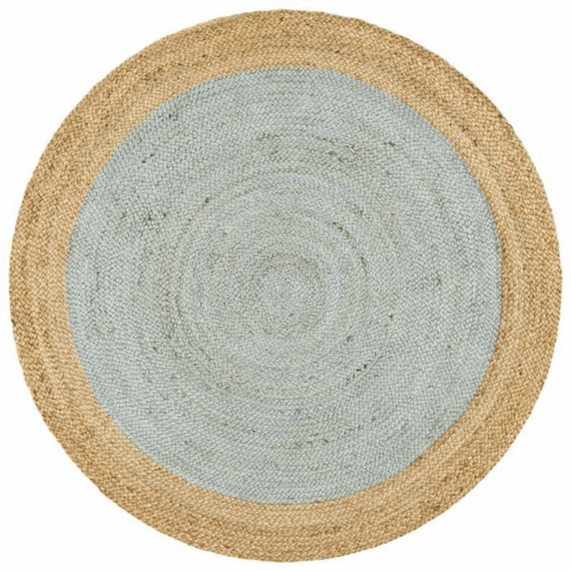 DN HANDICRAFT Reversible Baby Blue Round Hand Braided Jute Area Rug ...