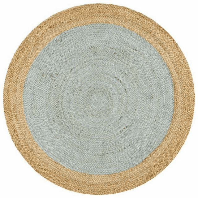 DN HANDICRAFT Reversible Baby Blue Round Hand Braided Jute Area Rug ...