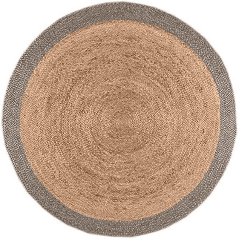 DN HANDICRAFT Round Design Jute Grey Border Hand Braided Eco-Friendly ...