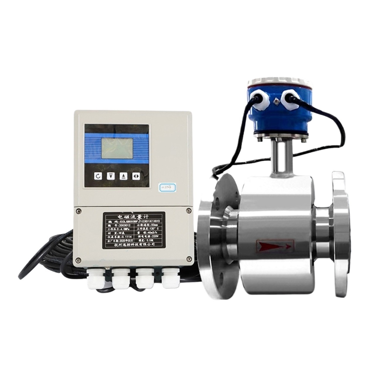 DN100 DN80 Electromagnetic Flowmeter, Remote Display Wastewater Sewage Acid Flow Meter ,Durable ...