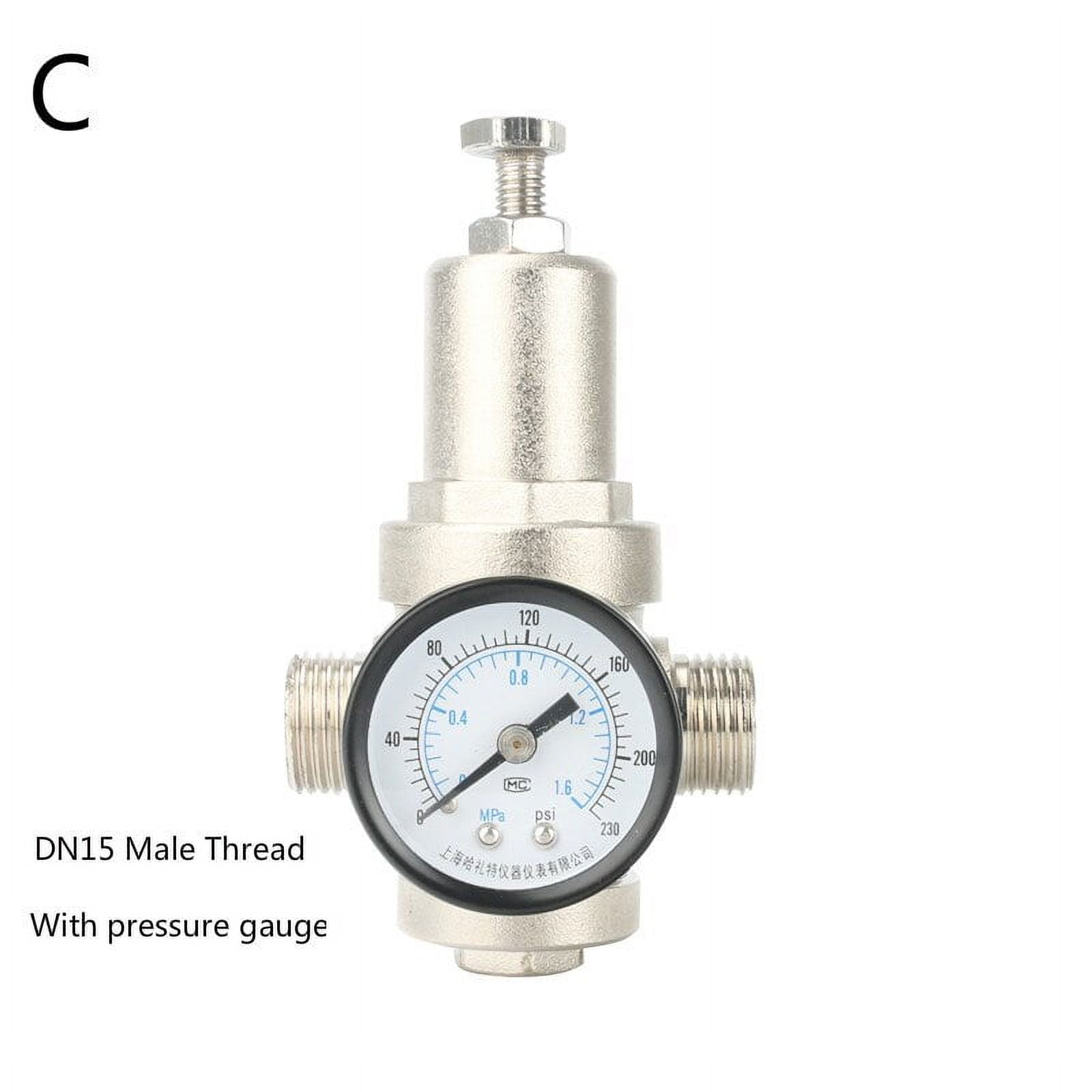 DN15 Brass Water Pressure Regulator With Gauge Adjustable Pressure ...