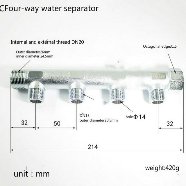 DN15 Copper tap water tap valve with one in and two out Two-way Three-way four-way five-way six ...