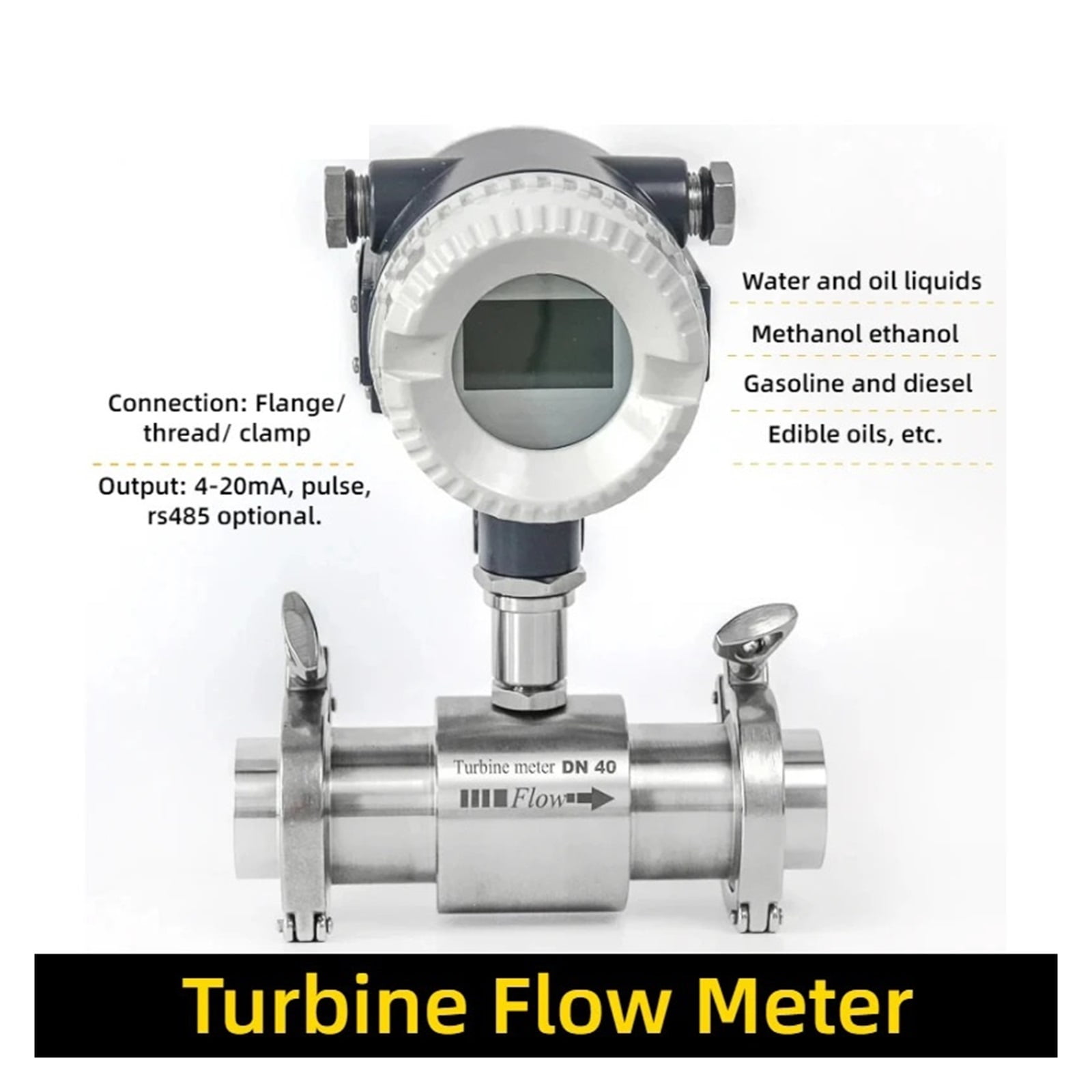 DN15 DN20 Flowmeter With Pulse Output For Nut Oil 3/4'' Thread And Milk ...