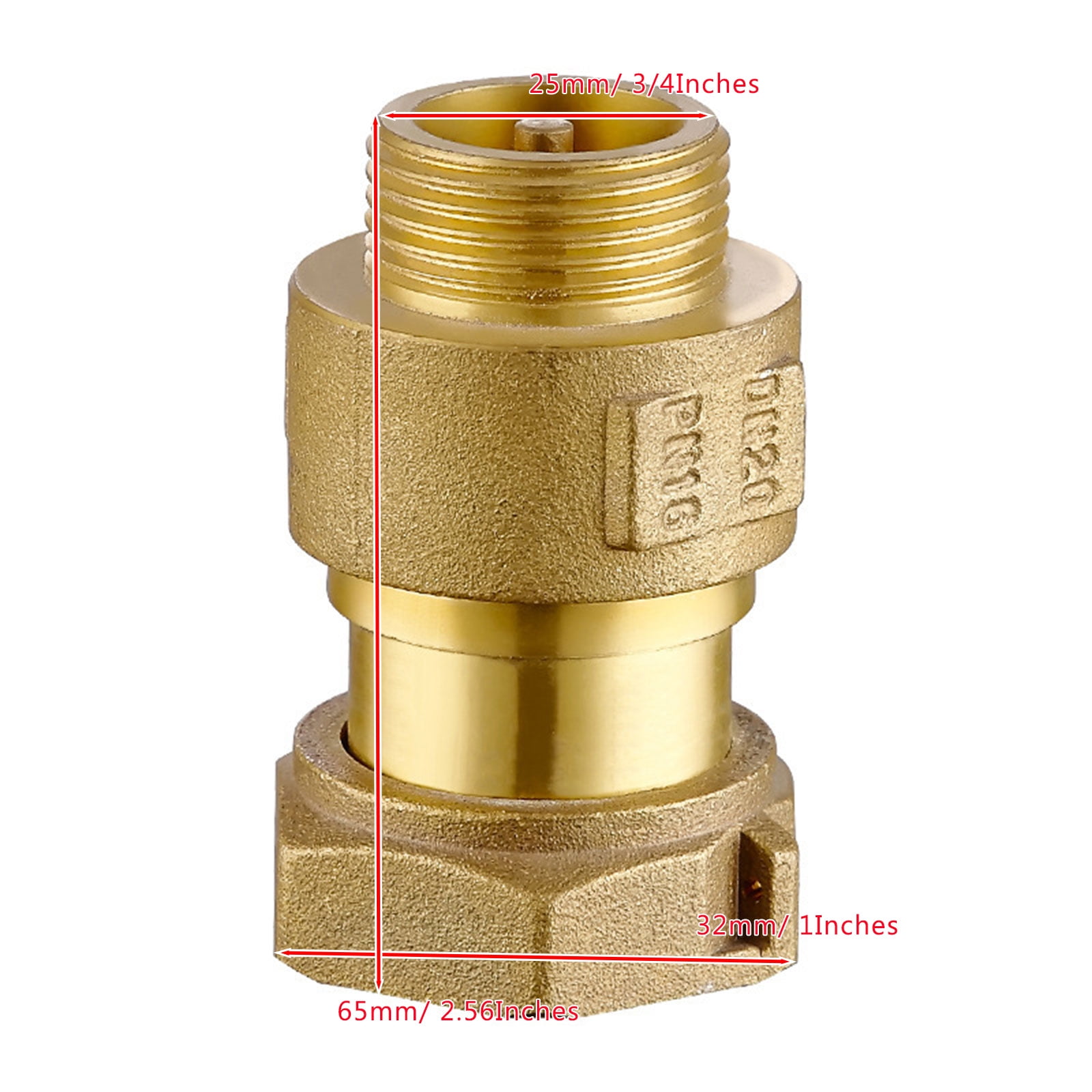 DN20 3/4" In-Line Check Valve Brass Spring Loaded Inline For Water ...