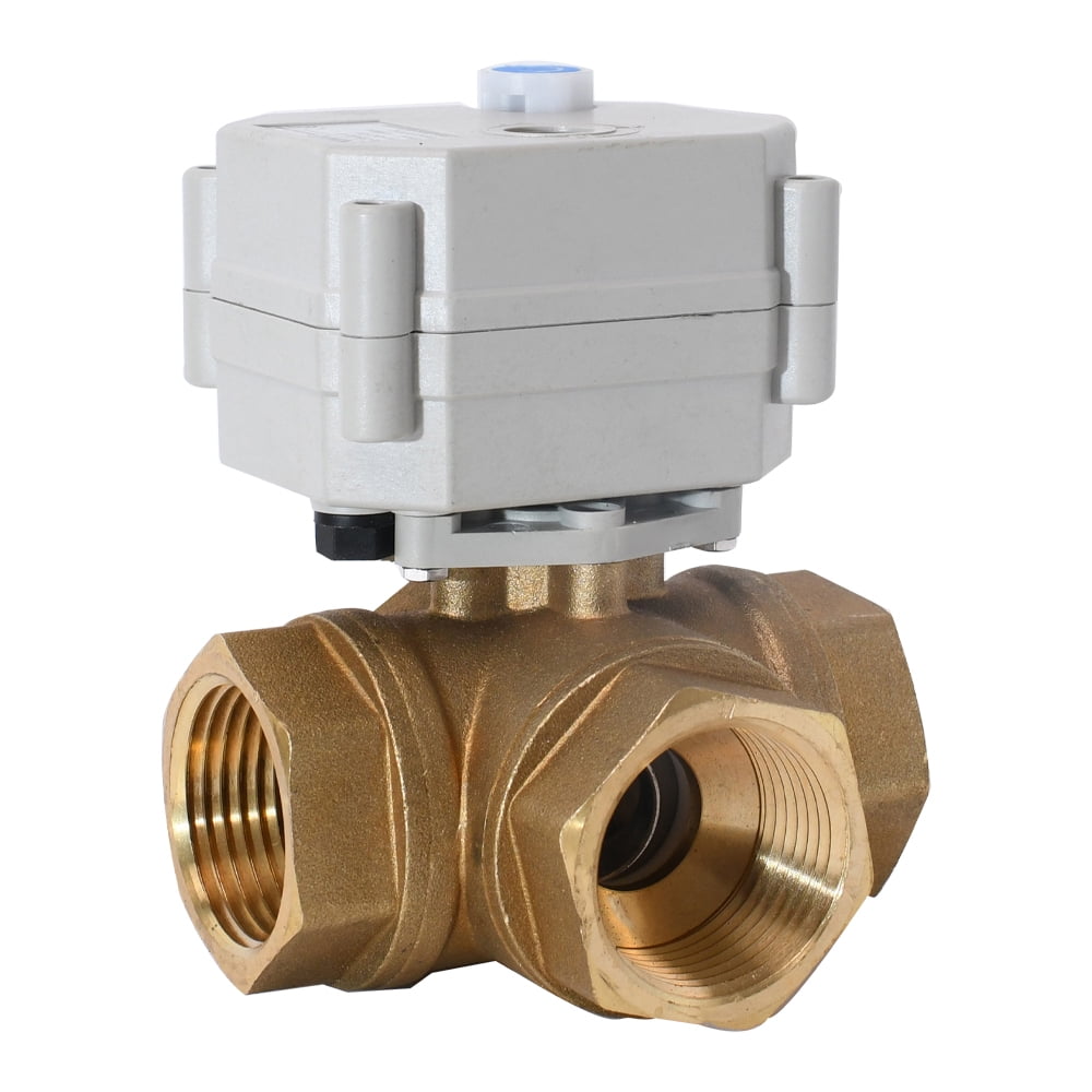 DN20 3/4" Motorized Ball Valve,AC110-230V 3 Way Brass Electric Ball ...