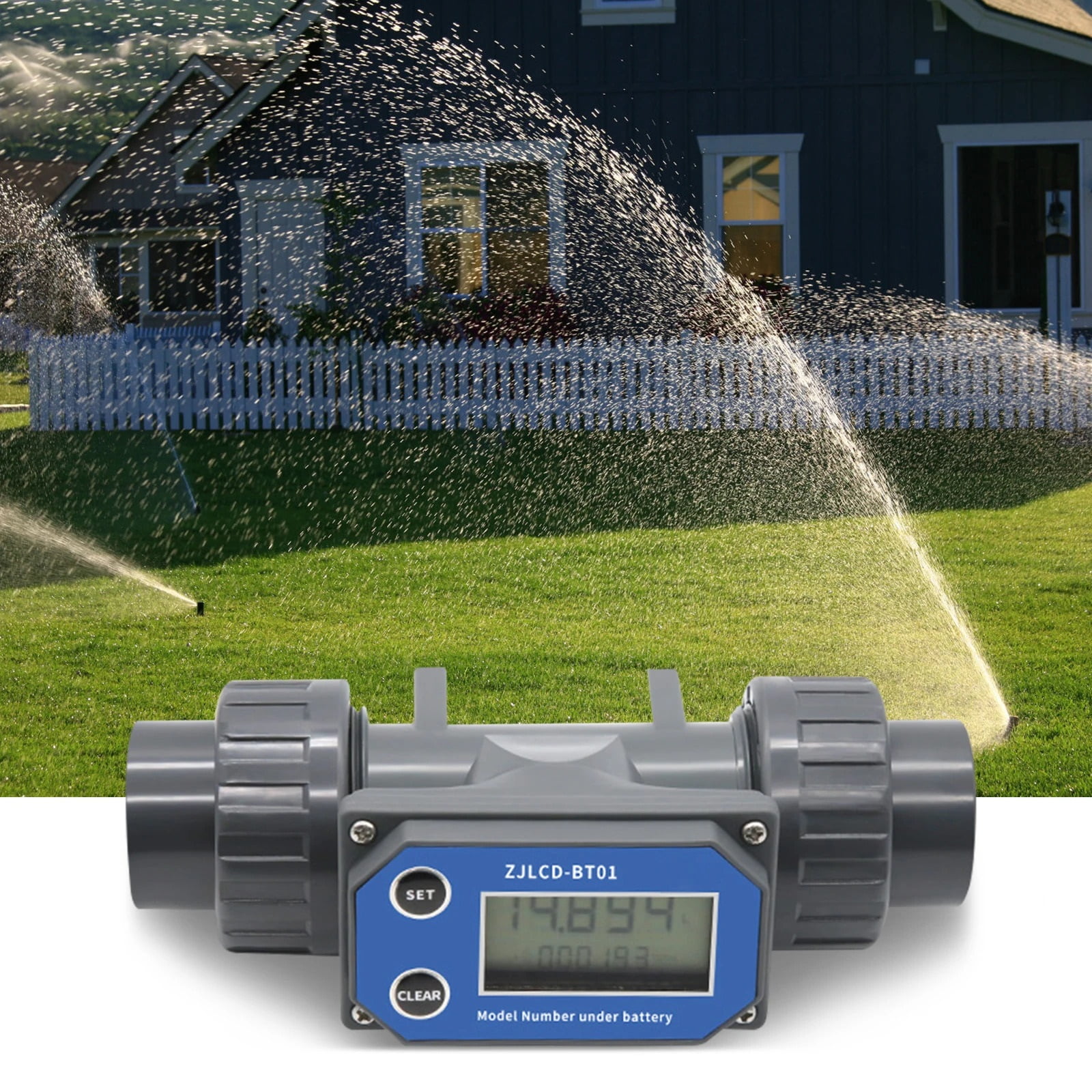 DN25-DN80 Turbine Flow Meter, LCD Digital Display Flowmeter PVC Pipe ...