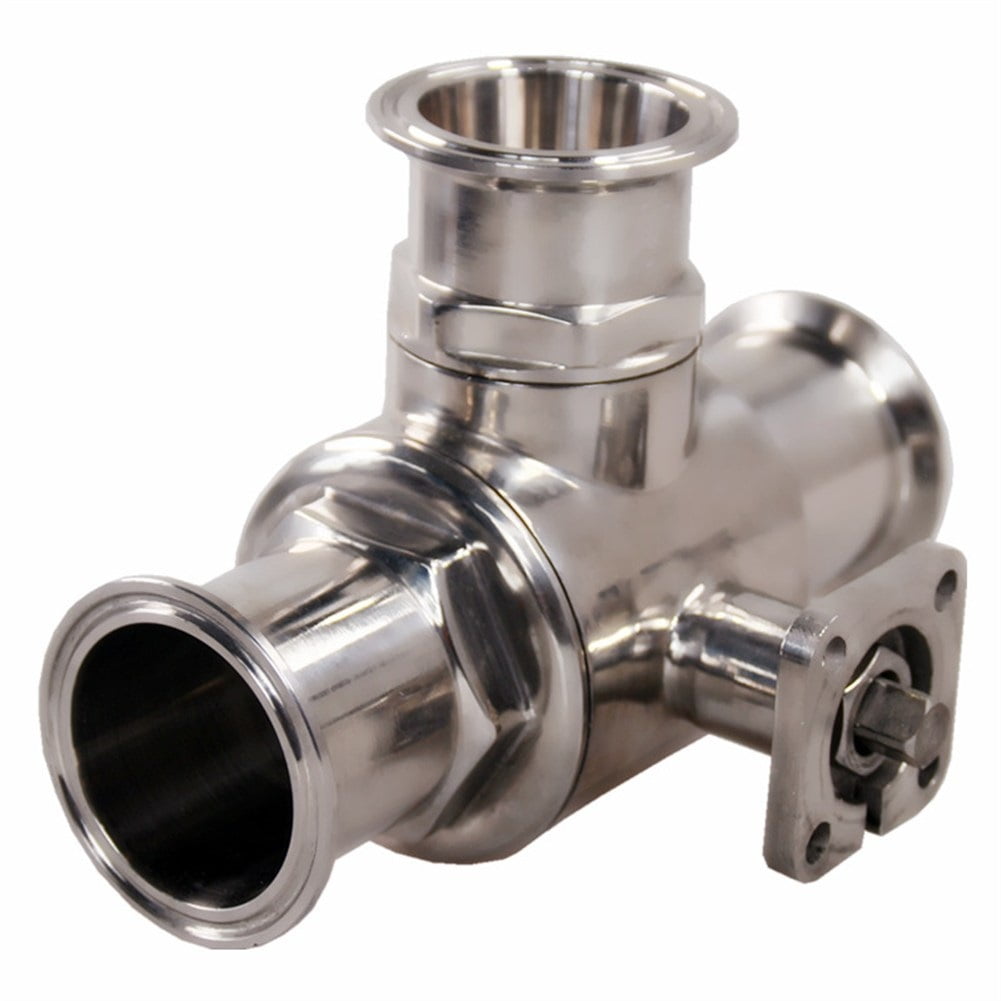 DN38-51 Sanitary-grade Pneumatic Fast-loading Three-way Ball Valve 304 Stainless Steel T Type ...