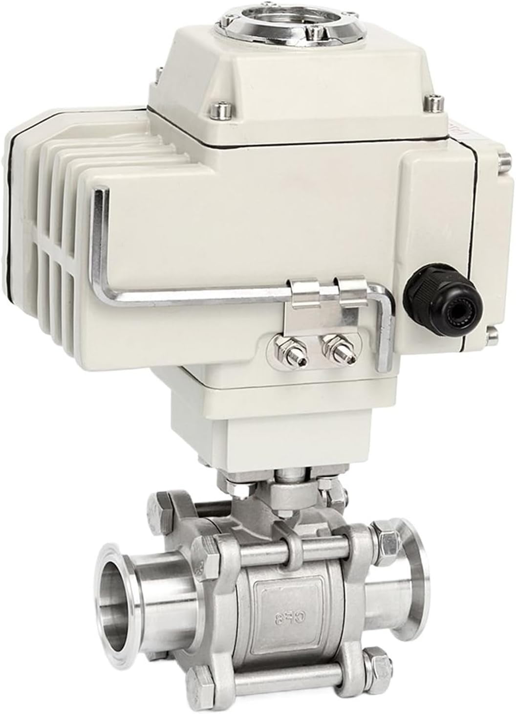 DN40 45 Stainless Steel High Platform Motorized Ball Valve 220VAC Tri ...