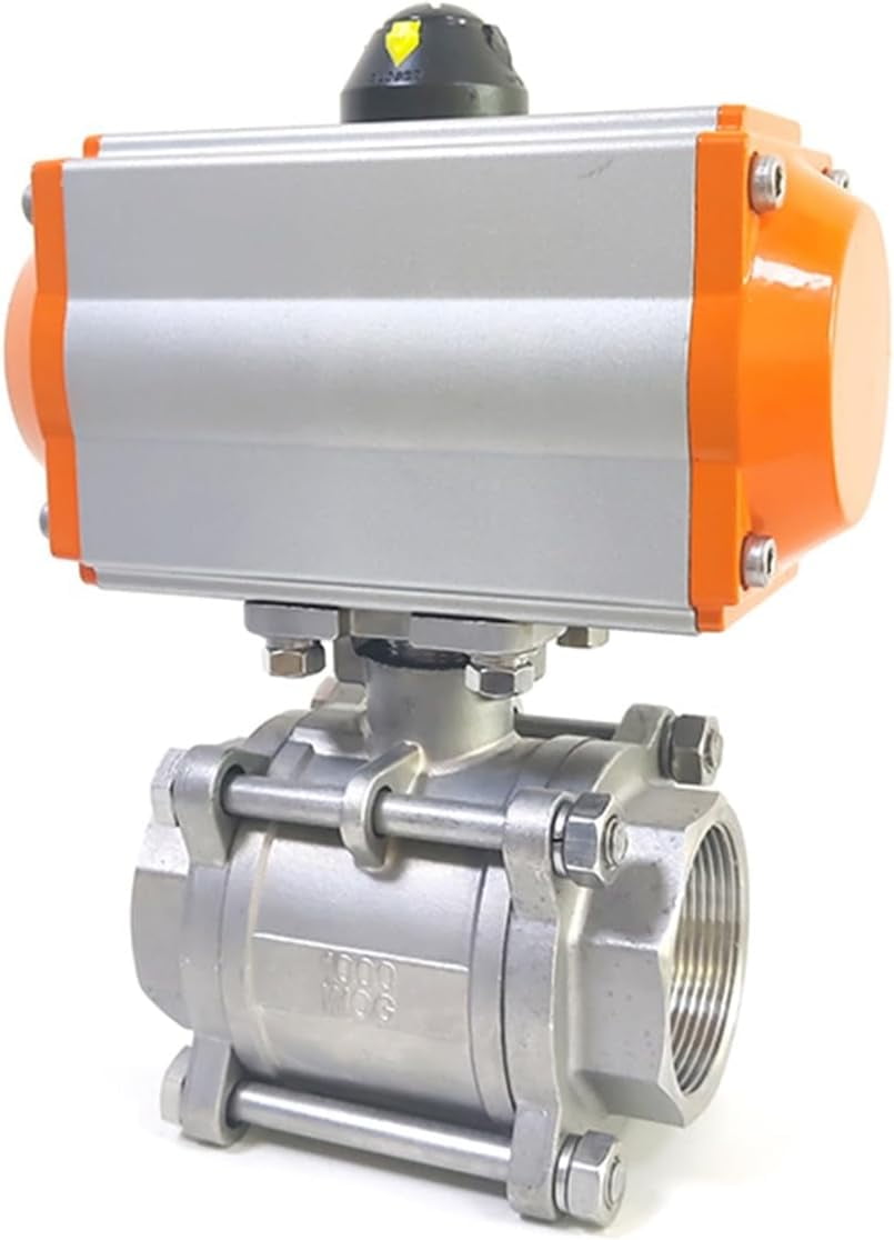 DN40 Pneumatic Ball Valve Three Piece High Platform Stainless Steel 1-1 ...