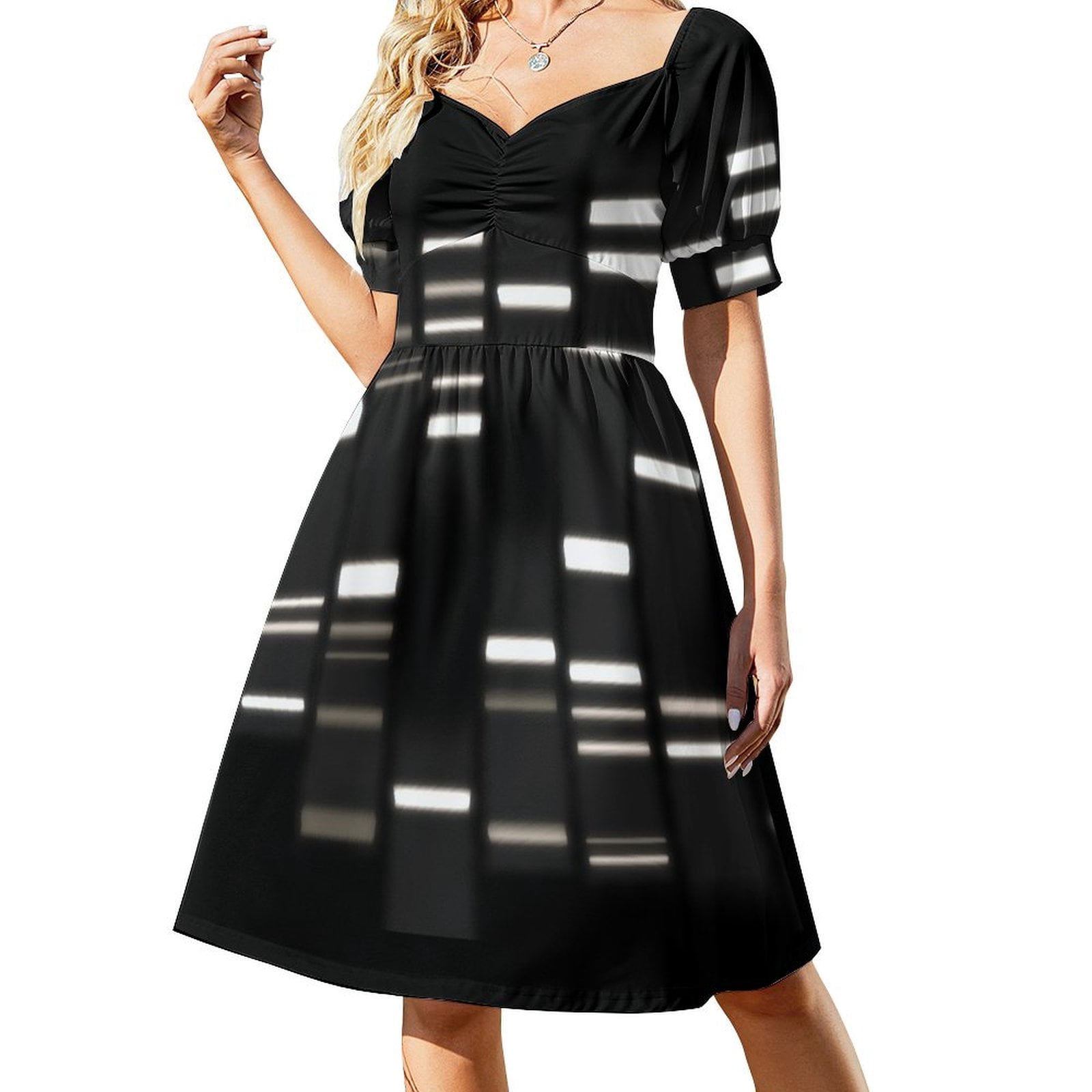 DNA Art White on Black Sleeveless Dress elegant chic women dresses ...