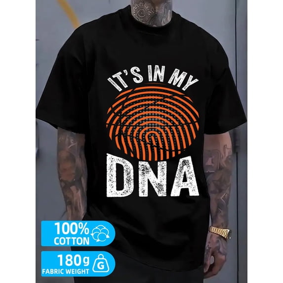 DNA Fingerprint Tee men black 180G 100% Cotton Everyday and weekend ...