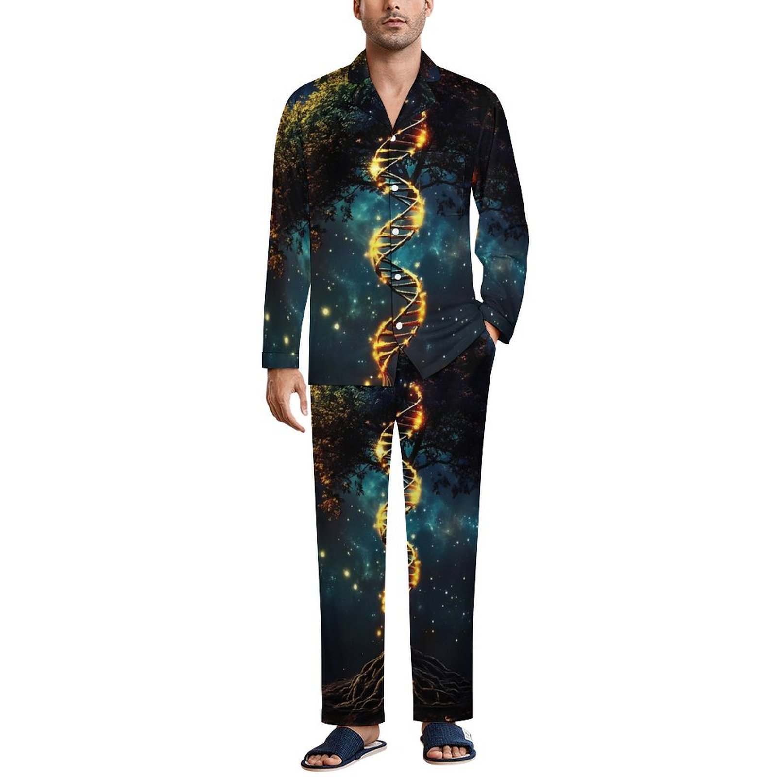 DNA Genetic Helix Tree of Life Mens Pajama Set Soft Long Sleeve ...
