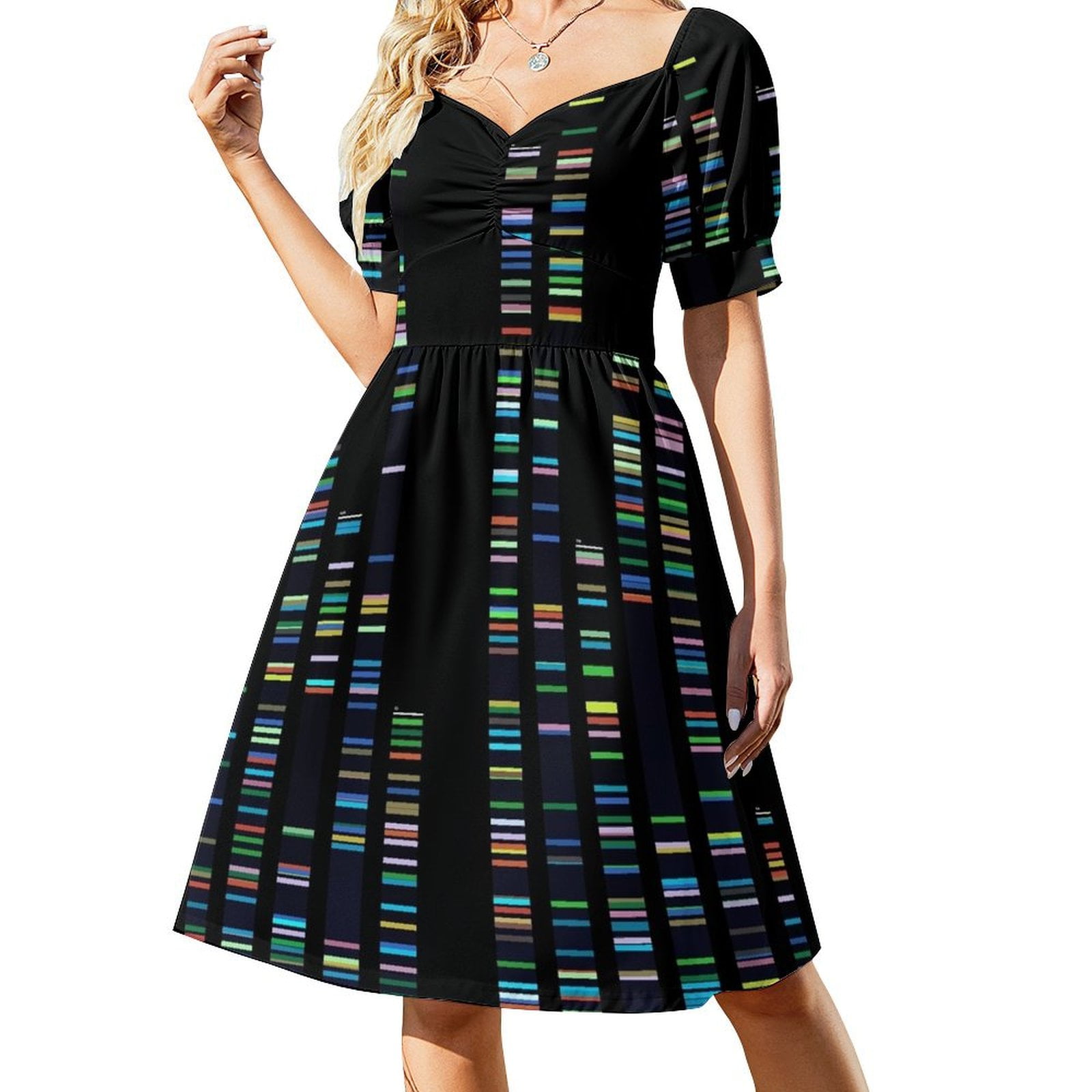 DNA Genome Sequence Short Sleeved Dress luxury woman evening dress chic ...