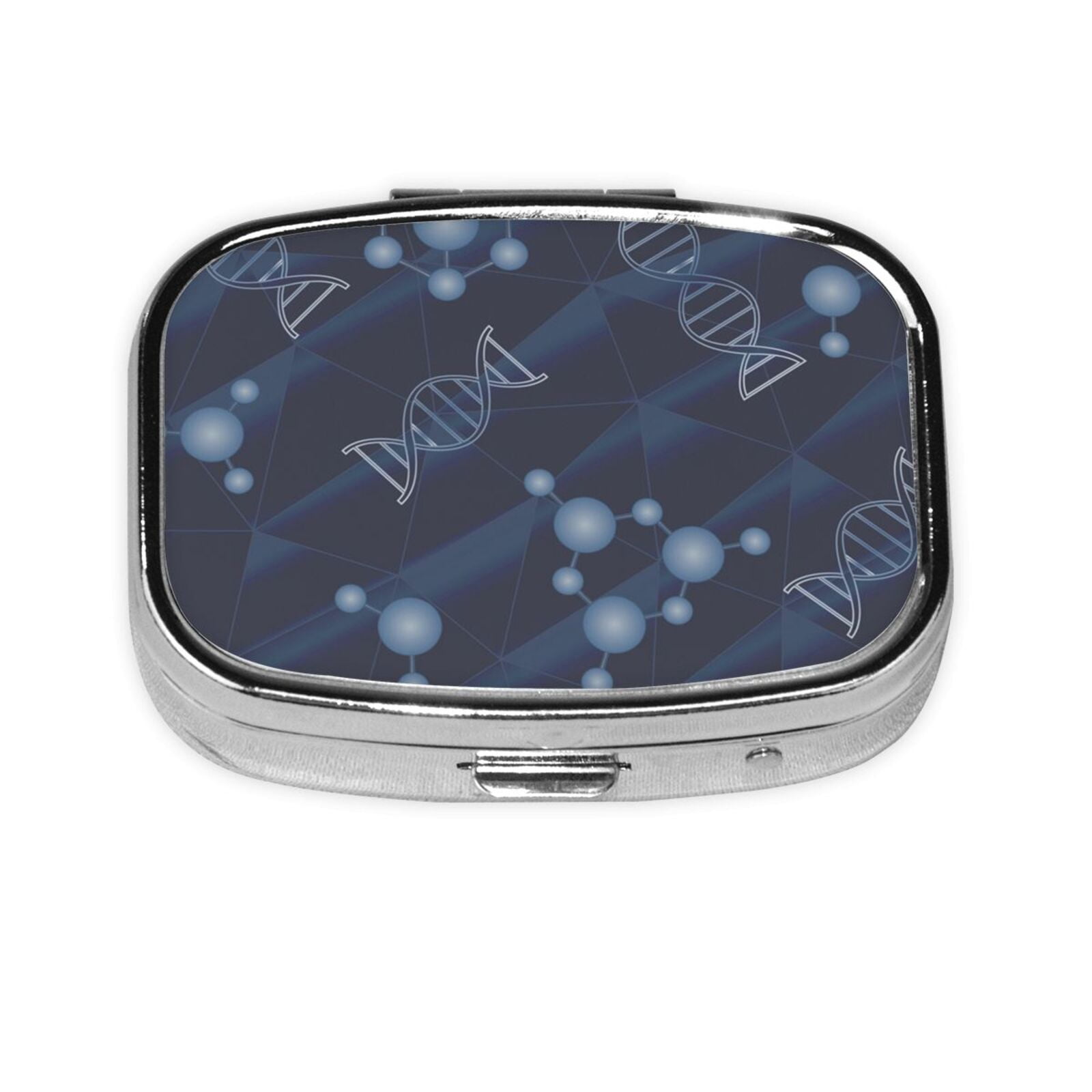 DNA Geometric Science Square Pill Box 2 Compartment Pill Case Medicine ...
