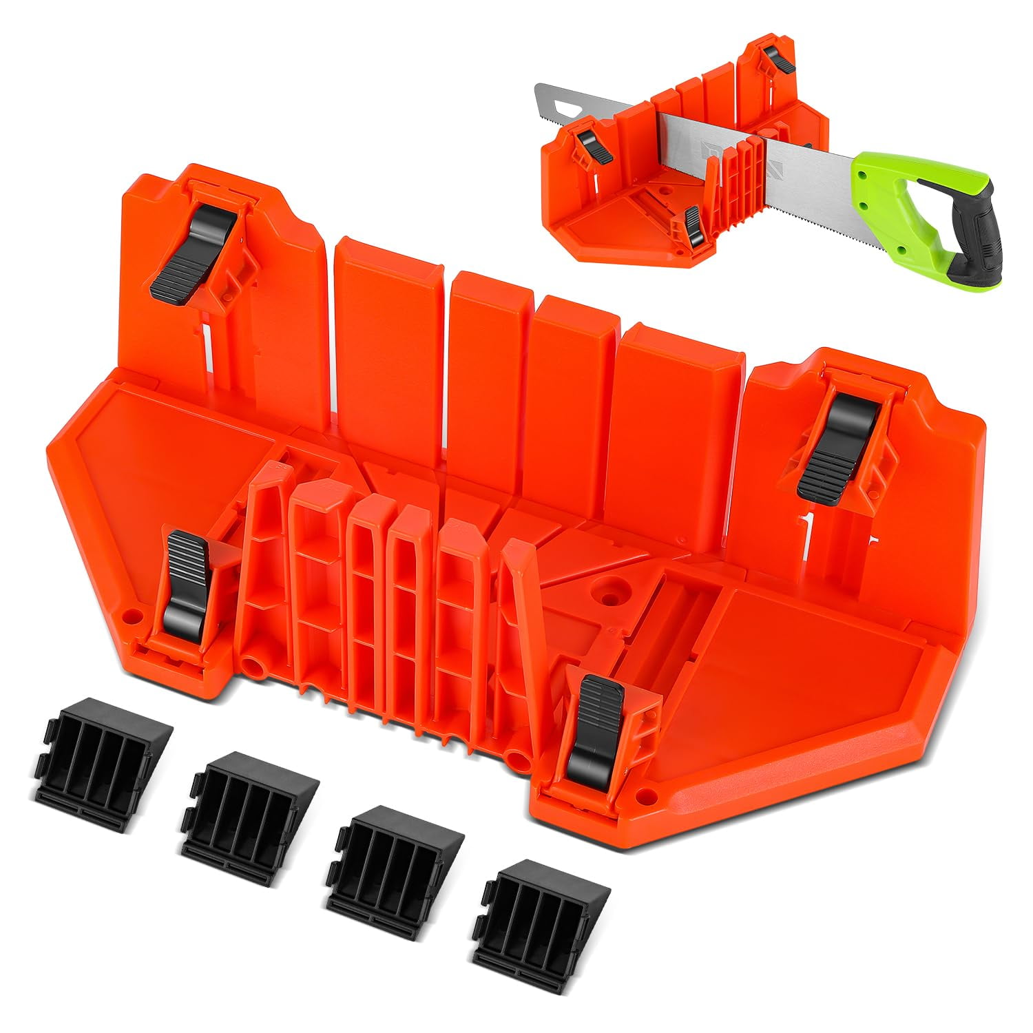 DNA MOTORING 1pc and 4 clamps Miter Saw Box Plastic Clamping Mitre ...