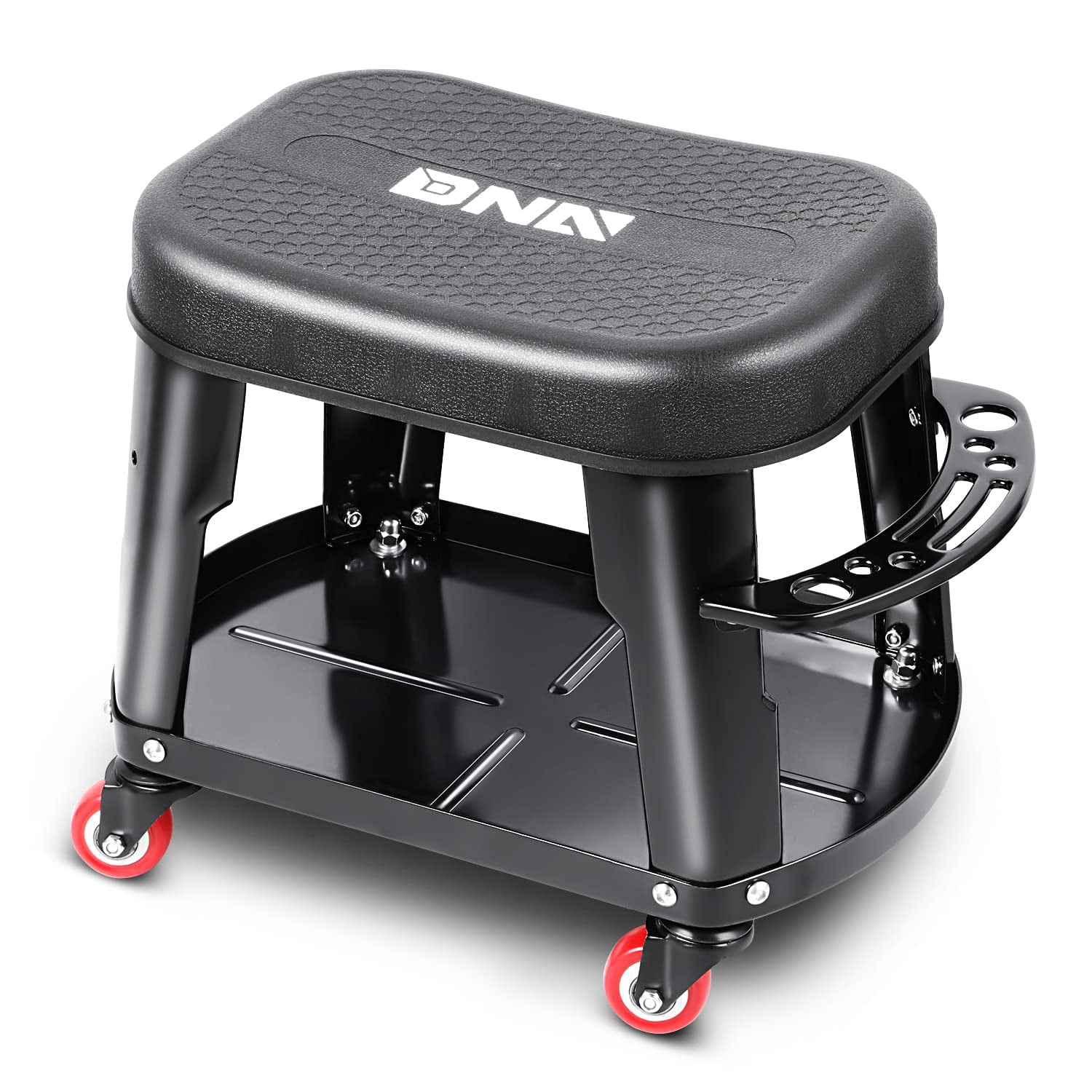 DNA MOTORING TOOLS-00252 Removable Rolling Garage Stool With Seat Cushion & Tool Tray Plate ...
