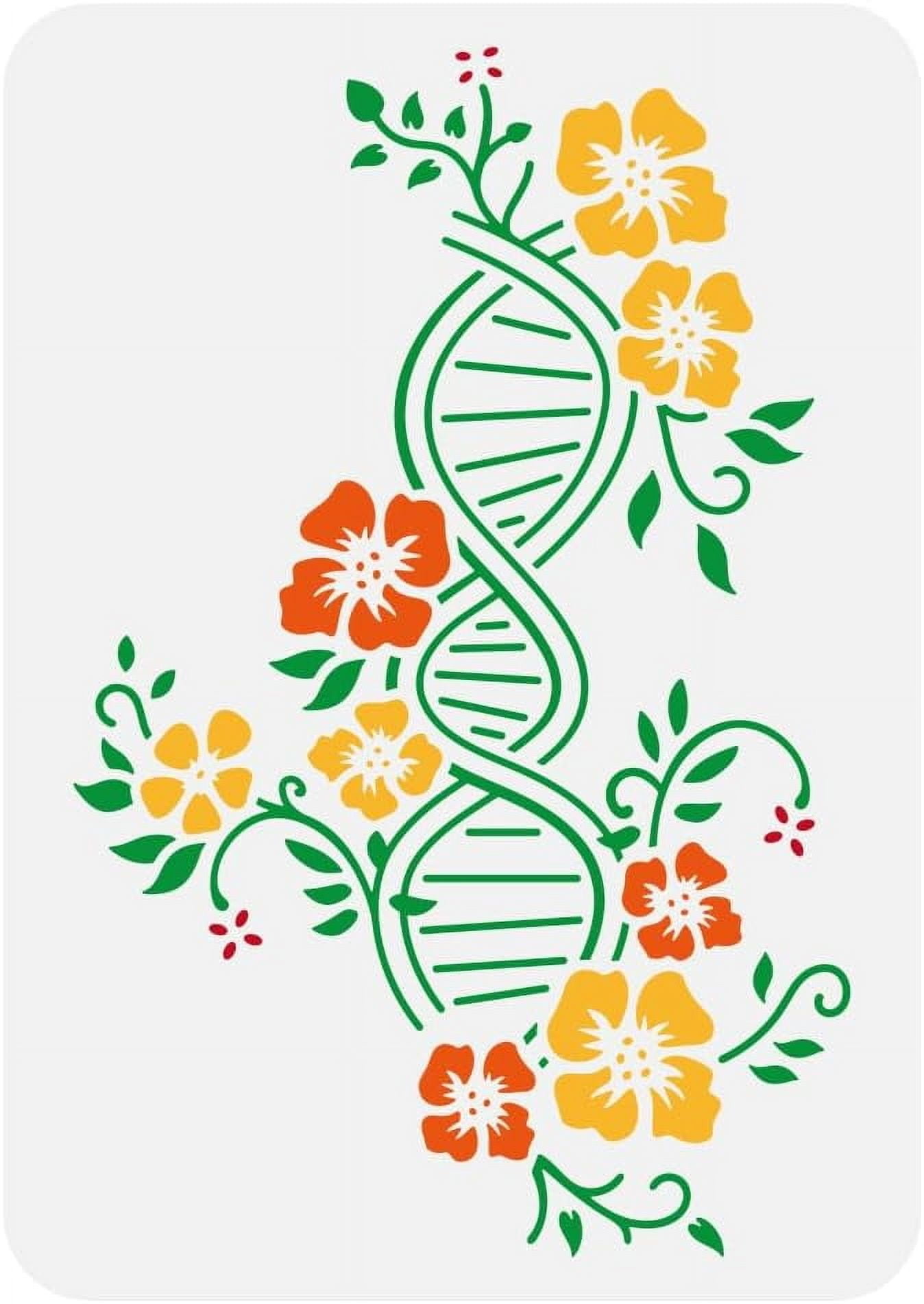 DNA Molecule Stencil 8.3x11.7inch Double Helix Structure Stencil Flower ...