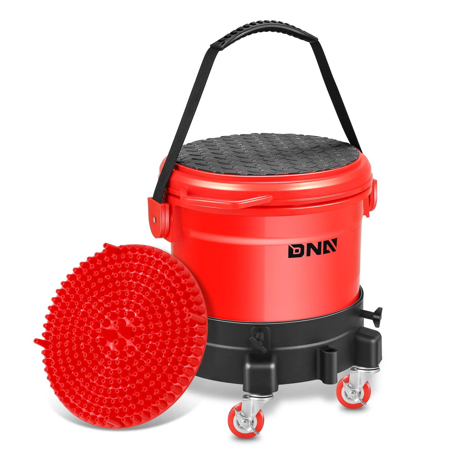 DNA Motoring 15L Car Wash Bucket Dolly with Lid Grit Guard Tool Set w ...
