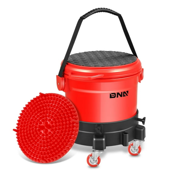 DNA Motoring 15L Car Wash Bucket Dolly with Lid Grit Guard Tool Set w ...